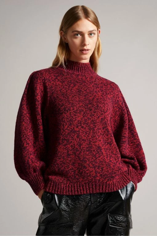 Discover the 2024 Ted Baker Red Elvinaa Pleat Sleeve Cropped Sweater at ...